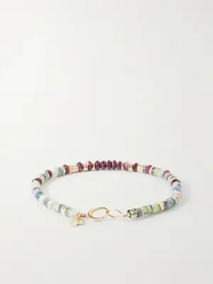 PEYOTE BIRD Cadiz 14-karat Gold, Opal And Oyster Shell Beaded Bracelet