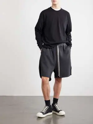 Rick Owens Straight-leg Cotton-jersey Drawstring Shorts