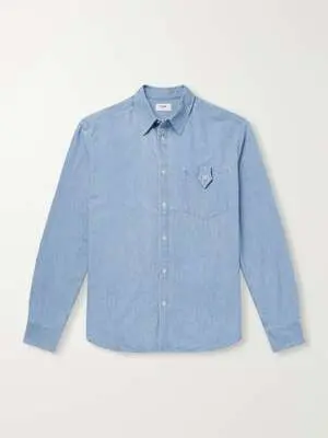 Celine Logo-embroidered Denim Shirt - Blue