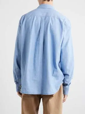 Celine Logo-embroidered Denim Shirt