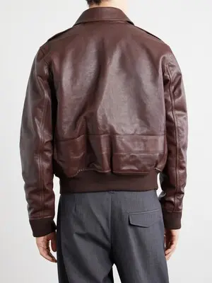 A.p.c. Gael Leather Bomber Jacket - Brown