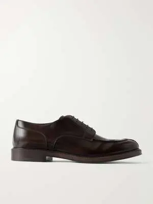 Brunello Cucinelli Leather Derby Shoes - Dark Brown