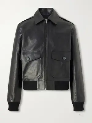 A.p.c. Leather Bomber Jacket - Black