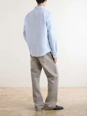 AMI Paris Logo-embroidered Cotton Oxford Shirt