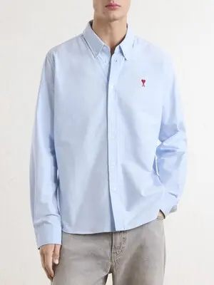 AMI Paris Logo-embroidered Cotton Oxford Shirt