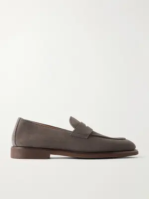 Brunello Cucinelli Suede Penny Loafers - Brown