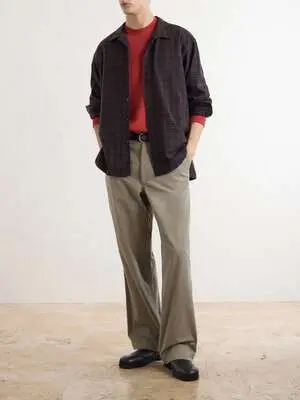 A.PRESSE Camp-collar Checked Silk Shirt