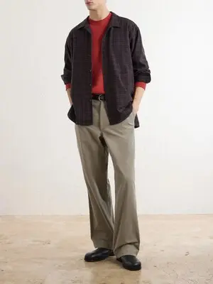 A.PRESSE Camp-collar Checked Silk Shirt