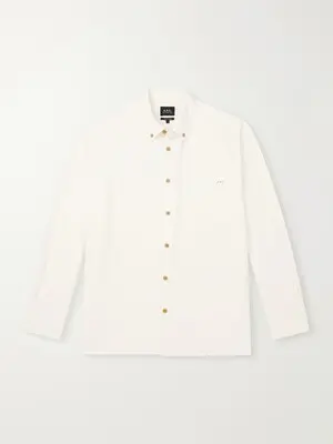A.p.c. Mateo Logo-embroidered Cotton Shirt - Neutrals