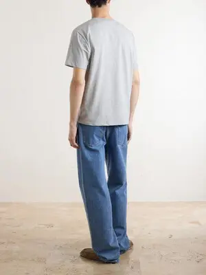 AMI Paris Logo-embroidery Cotton-jersey T-shirt - Gray