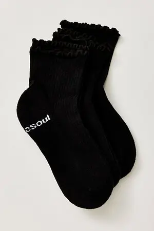 DOUBLESOUL Ruffle Quarter Sock Pack - Black