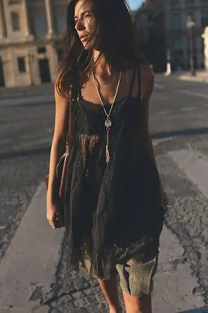 Free People Intimately A Perfect Day Lace Slip Dress - Black Combo