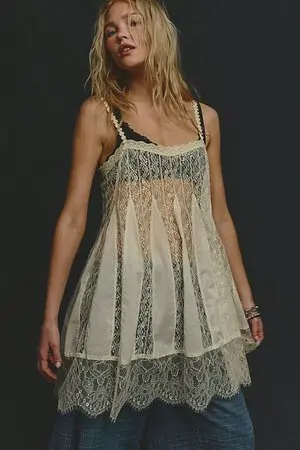 Free People Intimately A Perfect Day Lace Slip Dress - Vanilla Combo