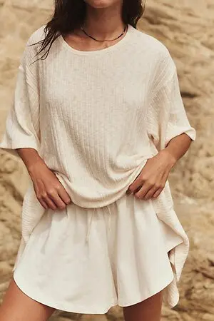 Free People Catherine Ribbed Knit Top And Shorts Set