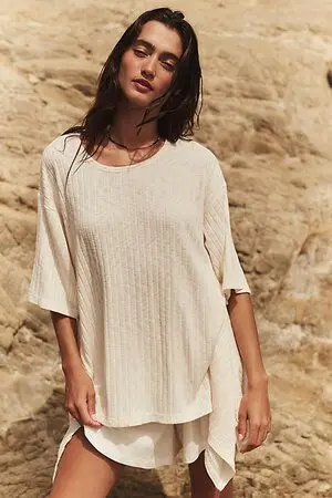 Free People Catherine Ribbed Knit Top And Shorts Set