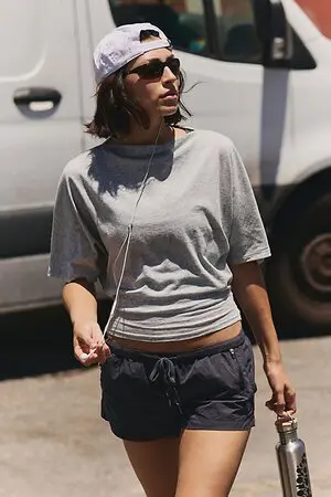 Free People Accelerate Open-back Tee - Heather Grey