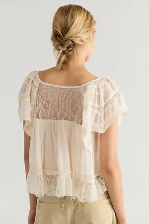 Free People Tiered Lace Detail Top - Ivory