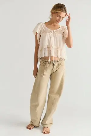 Free People Tiered Lace Detail Top - Ivory