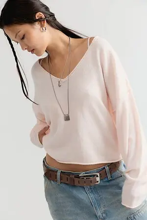 Free People See Me V-neck Pullover - Ballet Slipper