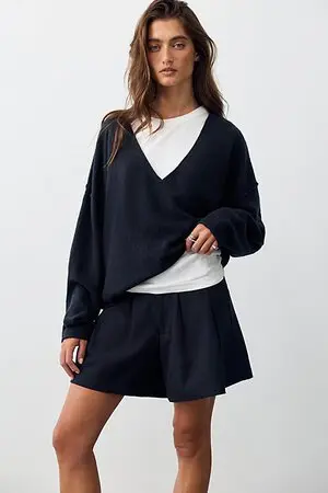 Free People See Me V-neck Pullover - Black