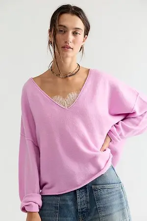 Free People V-neck Pullover - Lighting Lilac Combo
