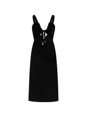 CAYET Helena Bead-embellished Midi Dress - Black