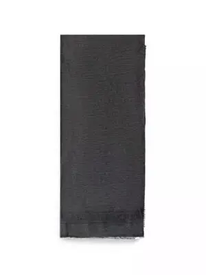 Emporio Armani Logo-jacquard Frayed Scarf - Grey