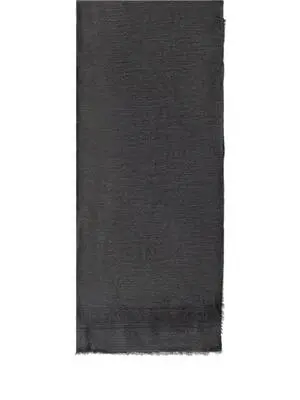 Emporio Armani Logo-jacquard Frayed Scarf - Grey