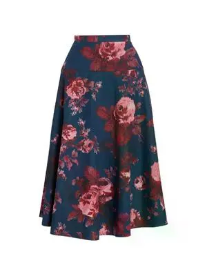 Erdem Floral Print A-line Skirt - Blue