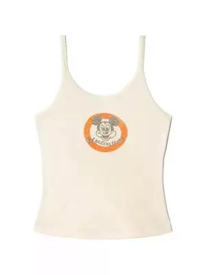 RE/DONE 70s Graphic-print Lace-trim Top