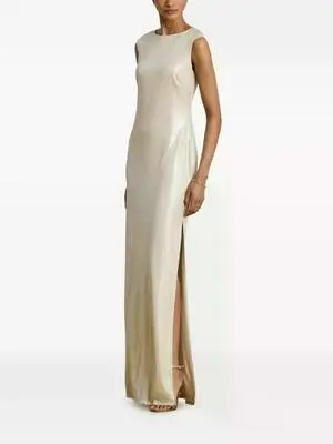 Ralph Lauren Metallic Jersey Boat-neck Maxi Dress - Neutrals