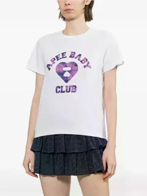 AAPE BY *A BATHING APE Apee™ A Bathing Ape® Camouflage Heart Logo T-shirt - White