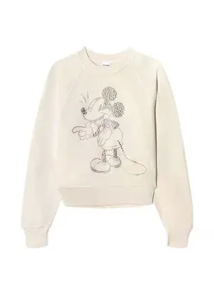 RE/DONE Classic Mickey Embellished Raglan Sleeve Sweater