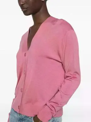 Max Mara V-neck Fine Knit Cardigan - Pink