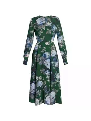 Erdem Floral-print Long-sleeve Dress - Green