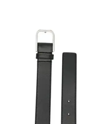 Saint Laurent Logo-engraved Leather Buckle Belt