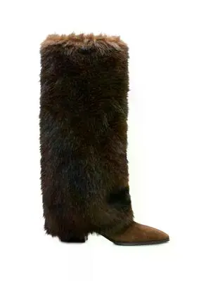 Casadei Faux Fur Trimmed Knee-high Boots