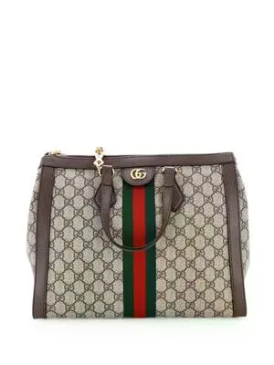 Gucci Ophidia Top Handle Gg Coated Canvas Medium Tote Bag
