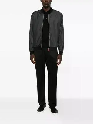 FERRANTE Long-sleeve Buttoned Polo Shirt - Black