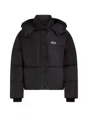 Karl Lagerfeld Short Hooded Puffer Jacket - Black