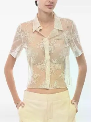 Off-White Lace Bowling Shirt Romantic - Neutrals