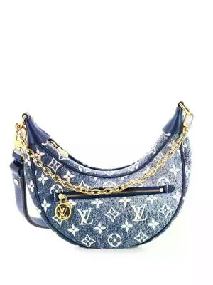 LOUIS VUITTON Loop Handbag Monogram Jacquard Denim Hobo Bag - Blue
