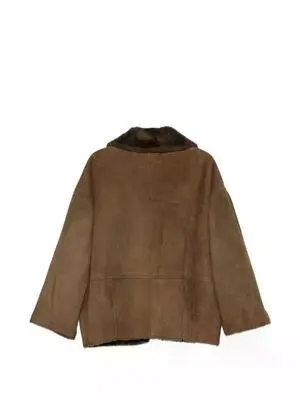 LISKA Shearling-collar Button-fastening Jacket