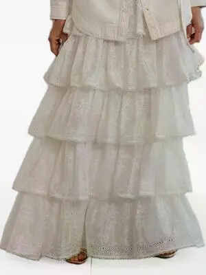 Aje Merrit Tiered Embroidered Maxi Skirt