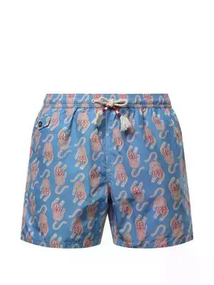 MC2 SAINT BARTH Lighting Tiger-print Swim Shorts - Blue