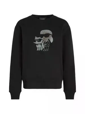 Karl Lagerfeld Ikon Rhinestone Sweatshirt - Black