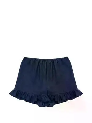 Sleeper Ruffle-trim Linen Shorts - Blue