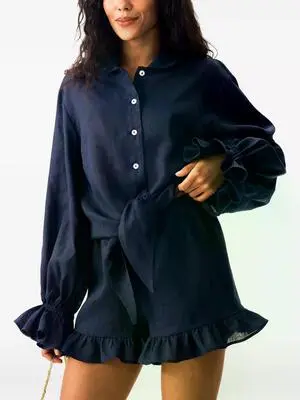 Sleeper Ruffle-trim Linen Shorts