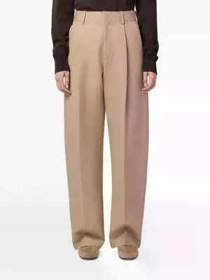 TOD'S Cotton Gabardine Wide-leg Trousers With Monogram Detail
