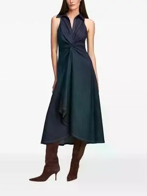 Cinq À Sept Sherri Twist-detail Denim Midi Dress - Blue